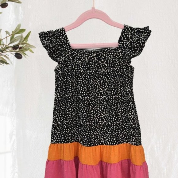 ODDI | Dresses | Oddi Girls Color Block Flutter Sleeve Tiered Dress ...